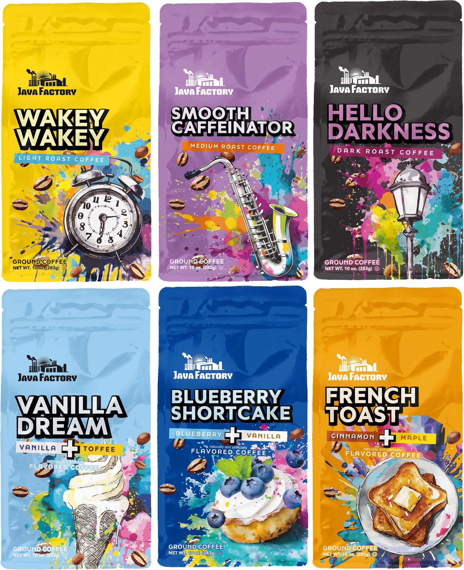 Flavored & Regular Roast Ground Super Variety Pack – Javafactory.com